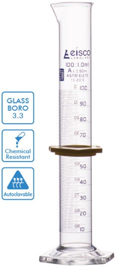 PROBETA DE VIDRIO 500ML CLASE A, ASTM, DOBLE ESCALA, CERTIFICADO POR L ...