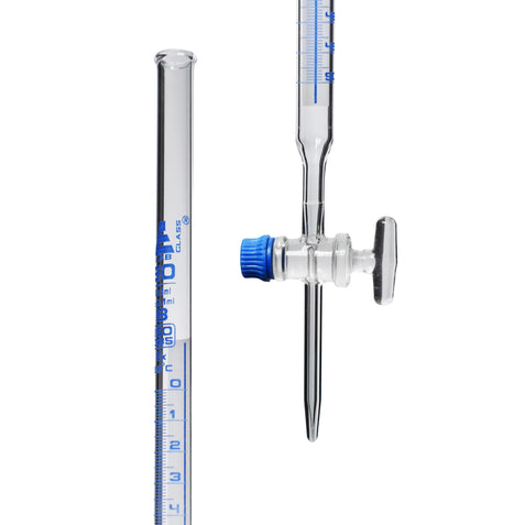 BURETA SCHELLBACH DE 50ML CON LLAVE DE VIDRIO CLASE B, GRADUACIÓN AZUL ...