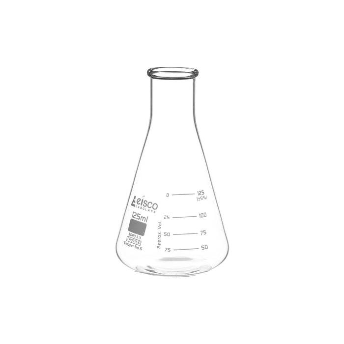 MATRAZ ERLENMEYER 125ML BOCA ANGOSTA, ASTM, DOBLE ESCALA DE VIDRIO BOR ...