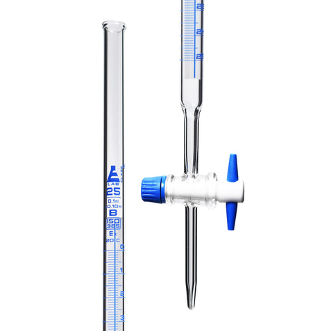 BURETA SCHELLBACH DE 25ML CON LLAVE DE PTFE CLASE B, GRADUACIÓN AZUL E ...