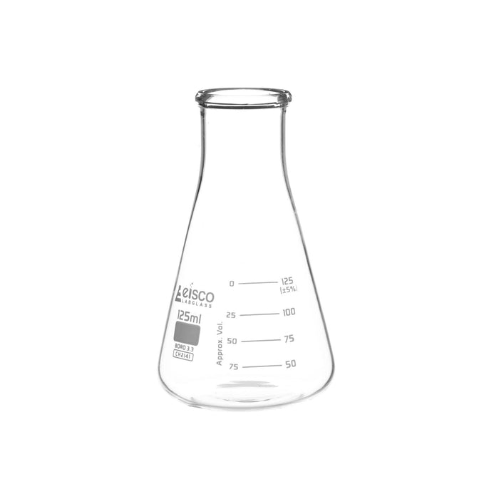 MATRAZ ERLENMEYER 125ML BOCA ANCHA, ASTM, DOBLE ESCALA DE VIDRIO BOROS ...